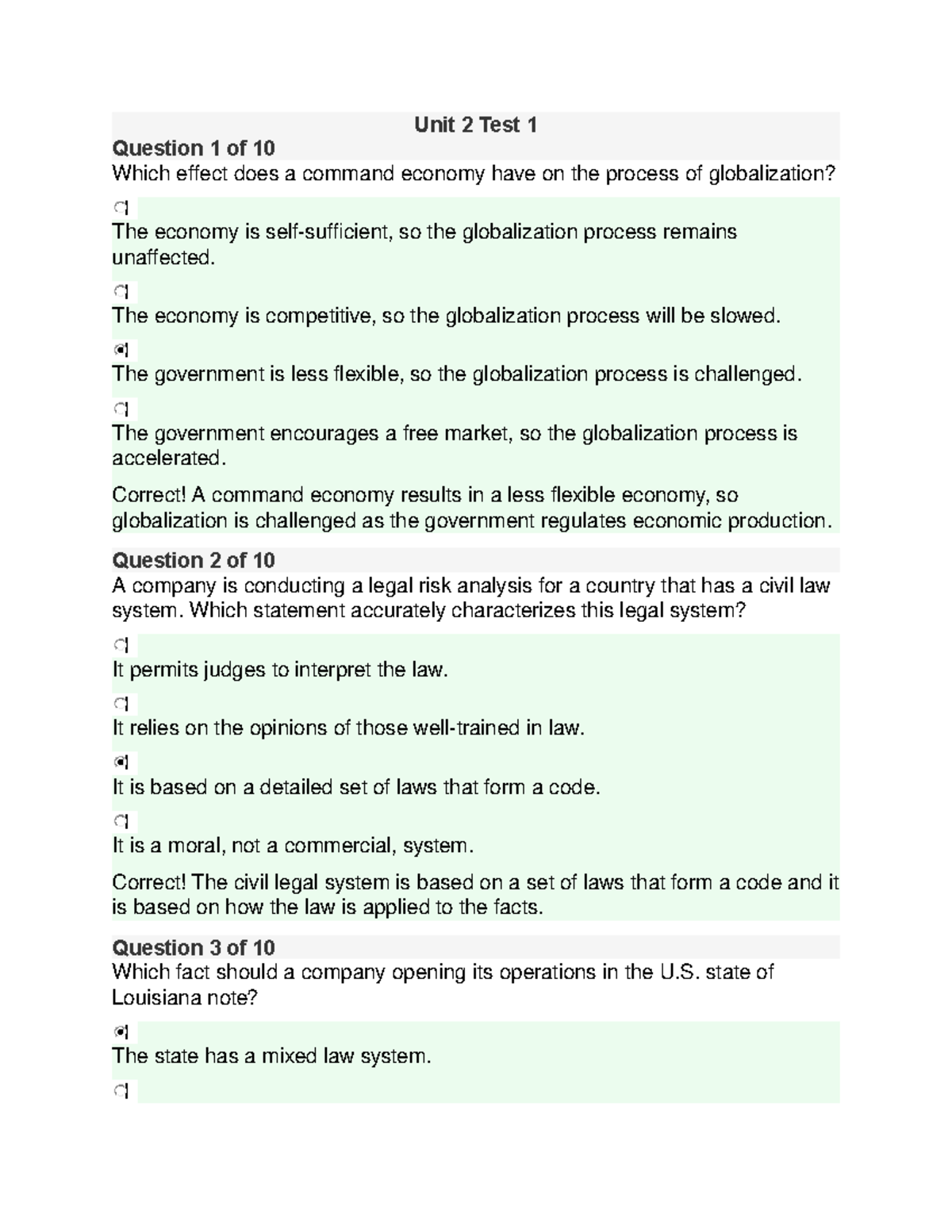 Unit 2 Test 1 - unit 2 Tests - Unit 2 Test 1 Question 1 of 10 Which ...