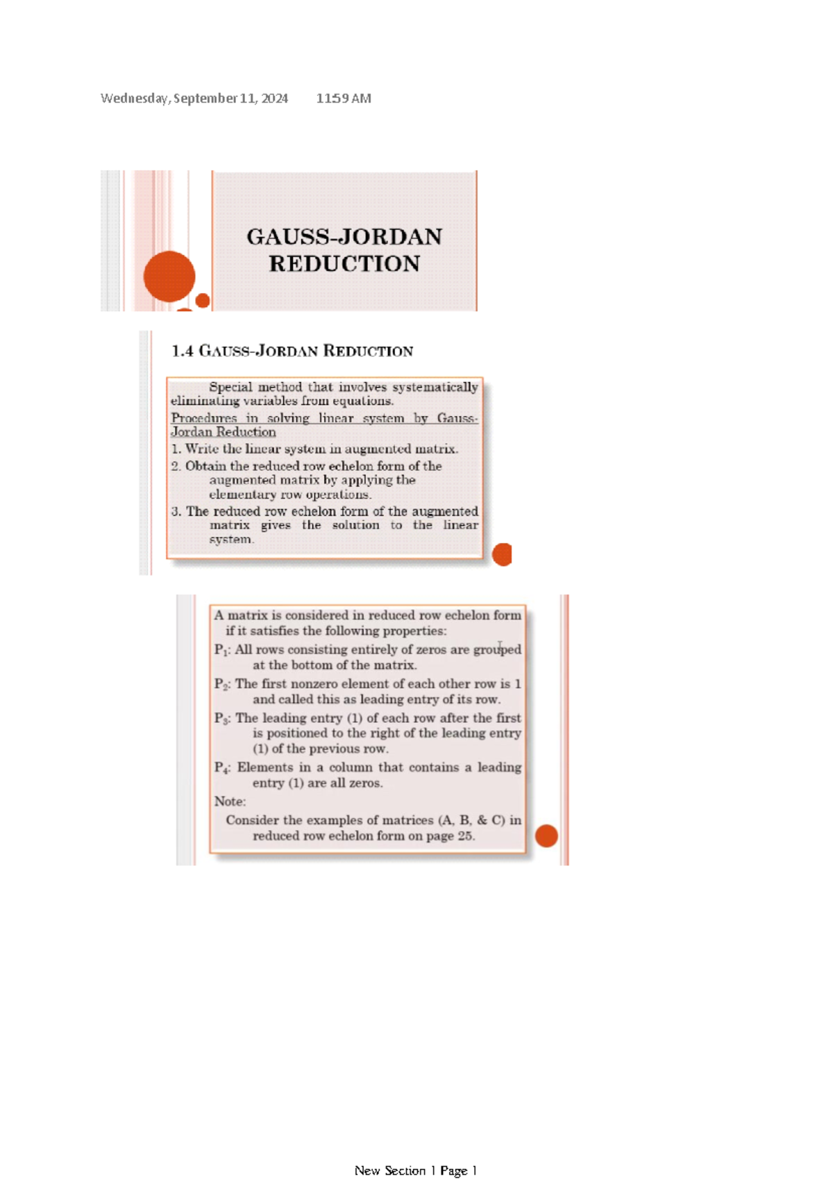 Gauss-Jordan-Lesson - N/A - Computer science - Wednesday, September 11 ...