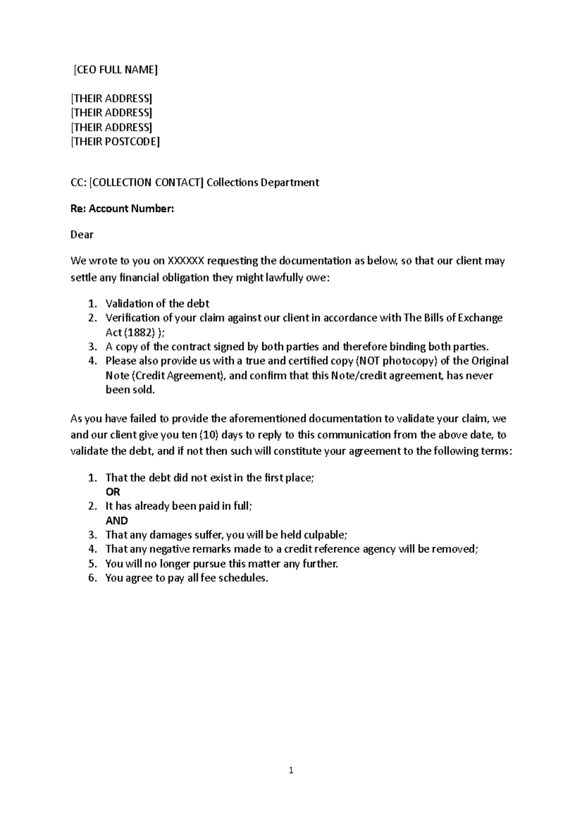 Debt Collection Letter - Defence - Bank - LAW101 - OU - Studocu