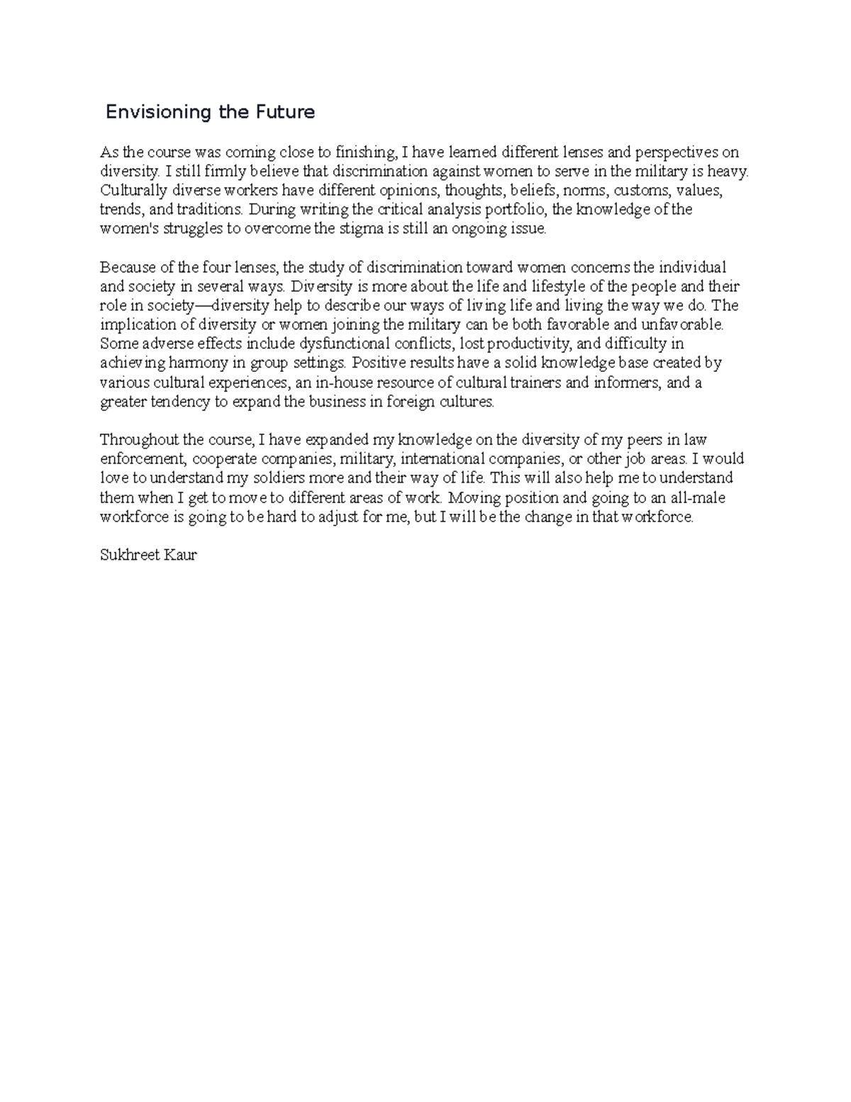 8-1 Discussion: Envisioning the Future - Envisioning the Future As the ...