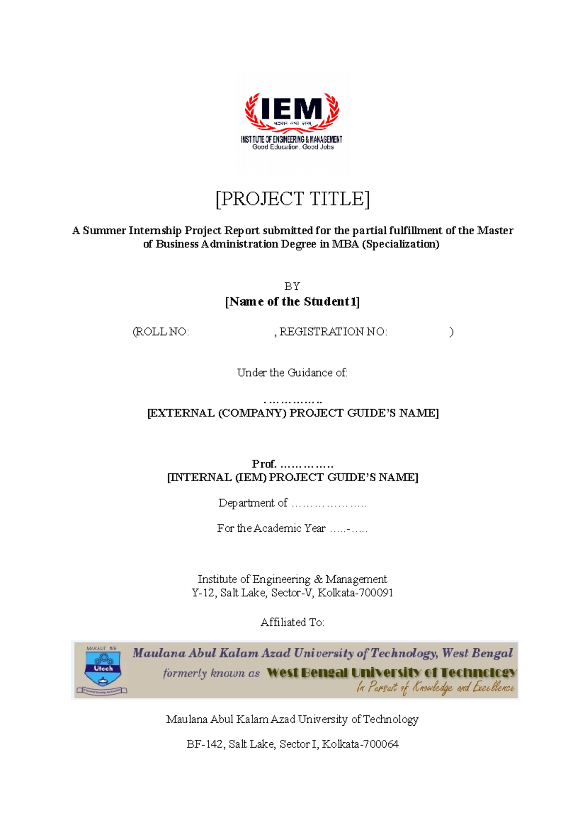 SIP Project Template v - [PROJECT TITLE] A Summer Internship Project ...