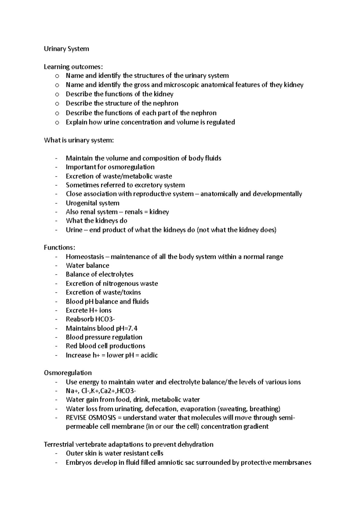 Urinary System - Urinary System Learning outcomes: o Name and identify ...