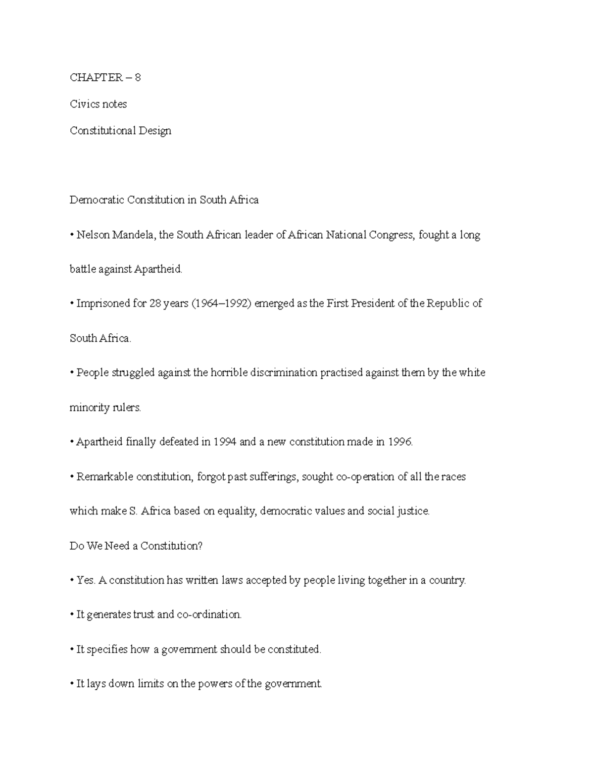 Chapter – 3 Civics Notes 1 - CHAPTER – 8 Civics notes Constitutional ...