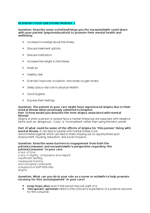 VIVA prep - mental health viva prep - Module 1: Some things to think ...