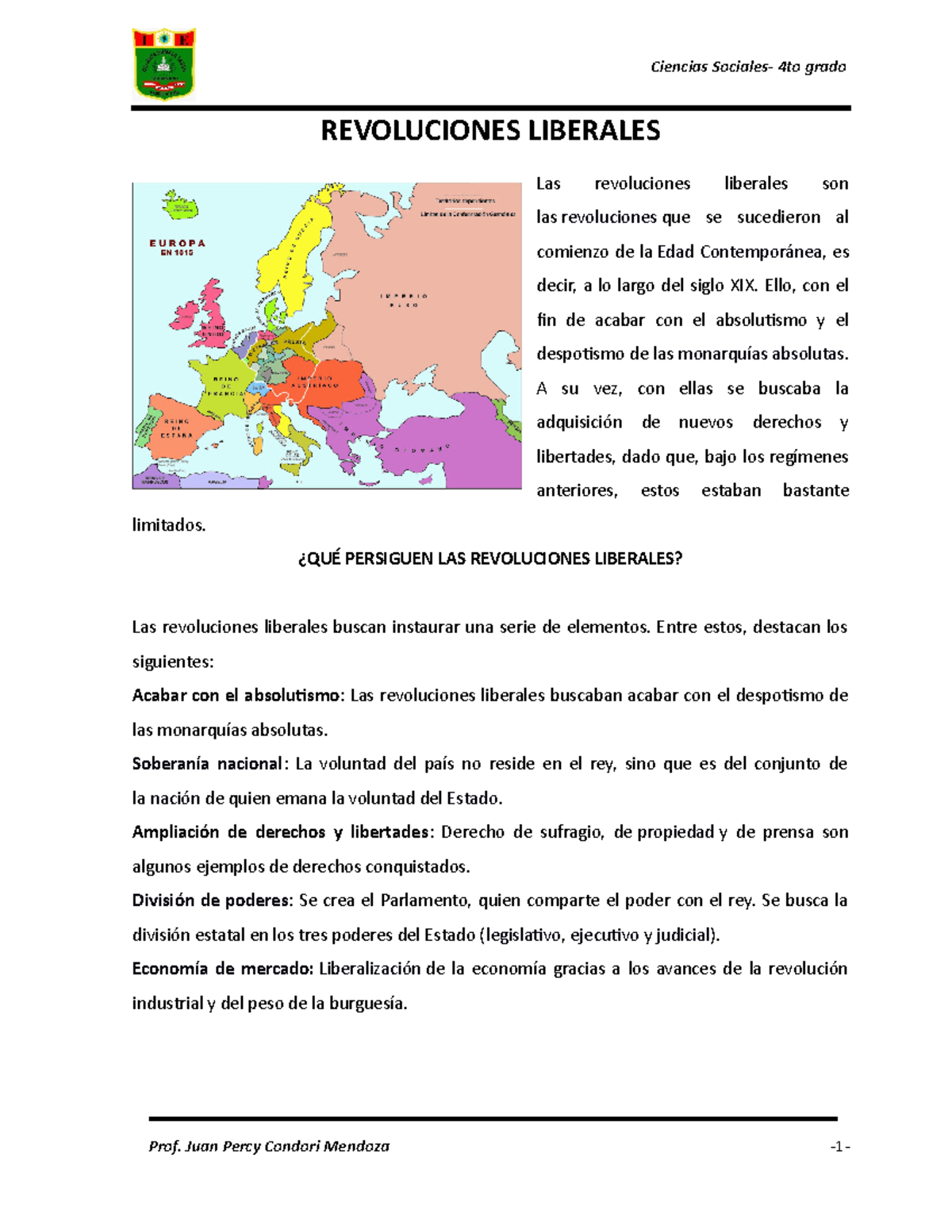 Revoluciones Liberales - Ello, con el fin de acabar con el absolutismo ...