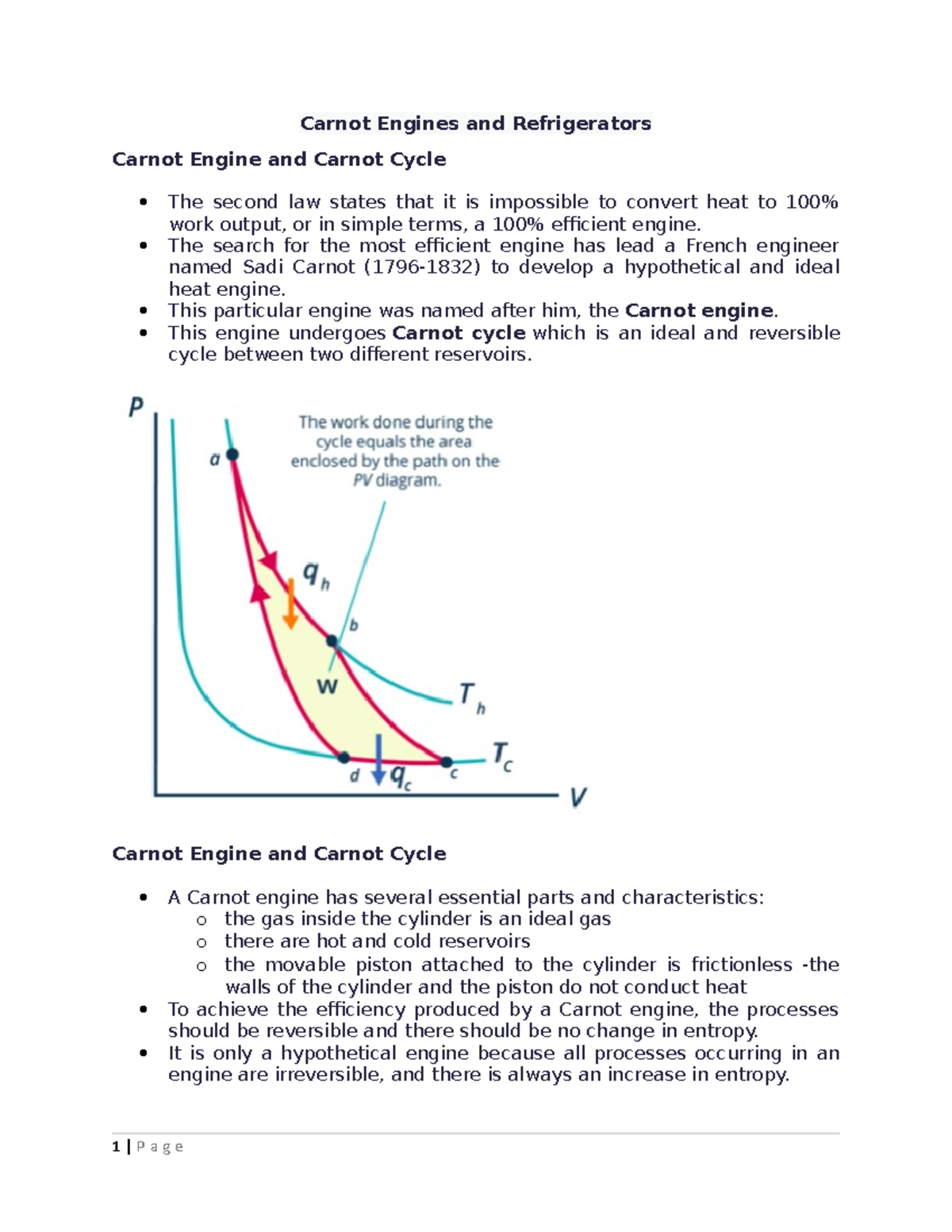 Carnot Engines and Refrigerators - The search for the most efficient ...