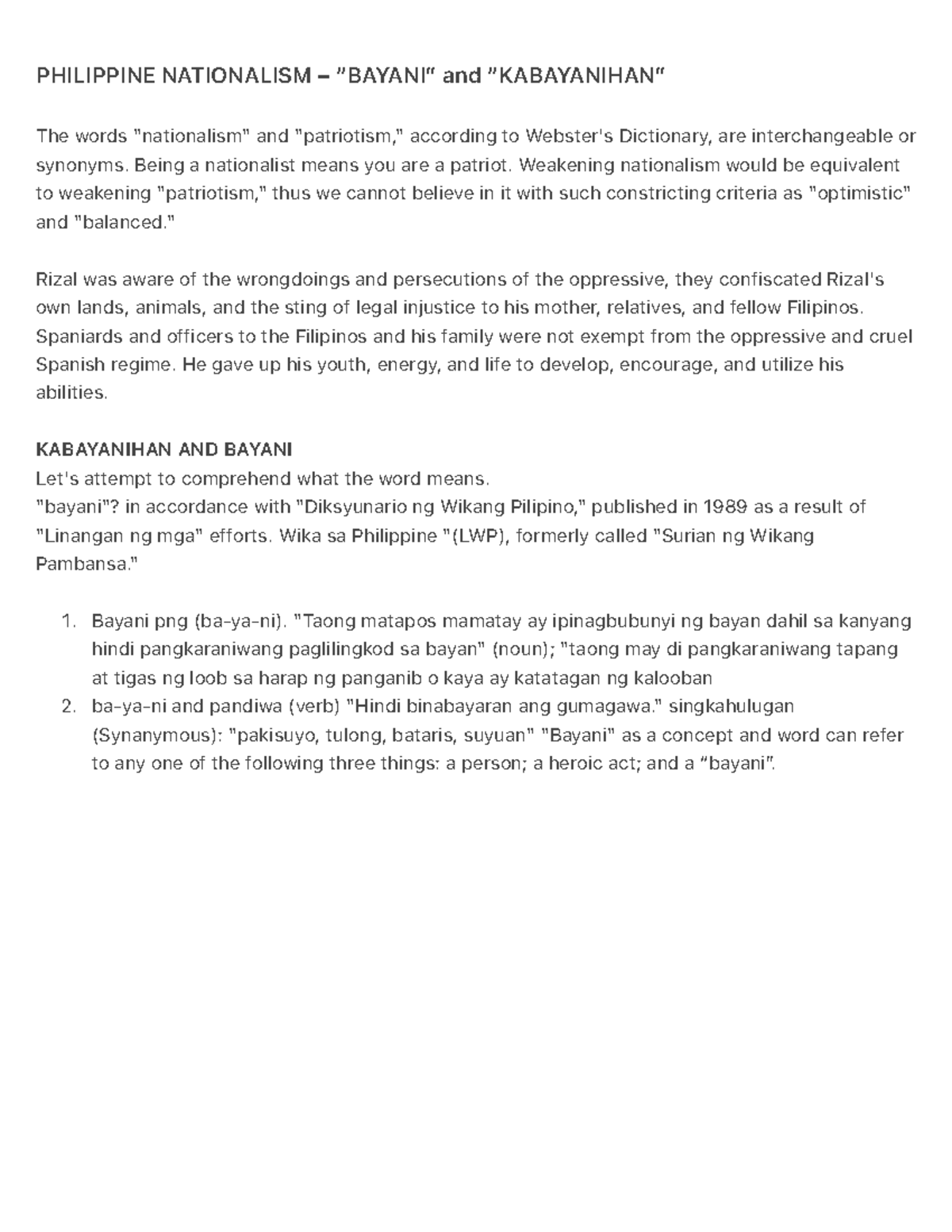 Philippine Nationalism Bayani and Kabayanihan - 1. 2. PHILIPPINE ...