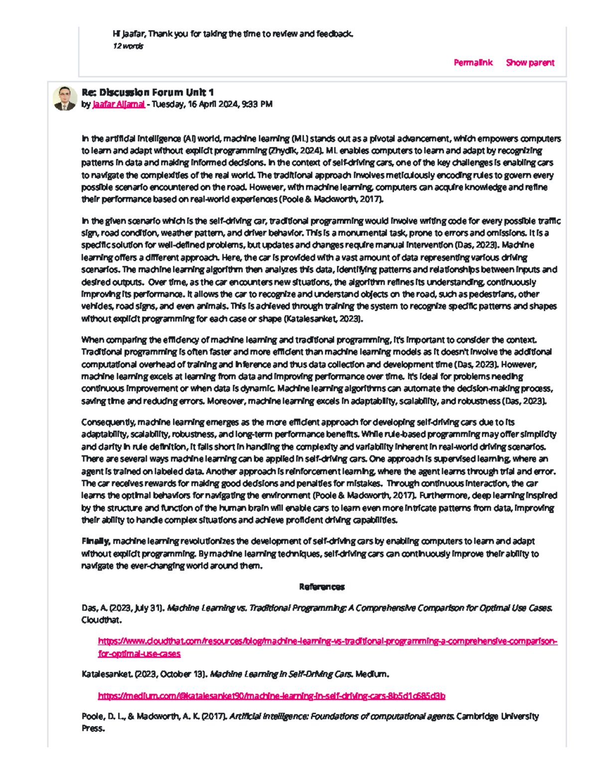 CS 4408 Discussion Forum Unit1 Part5 Artificial Intelligence - Hi ...