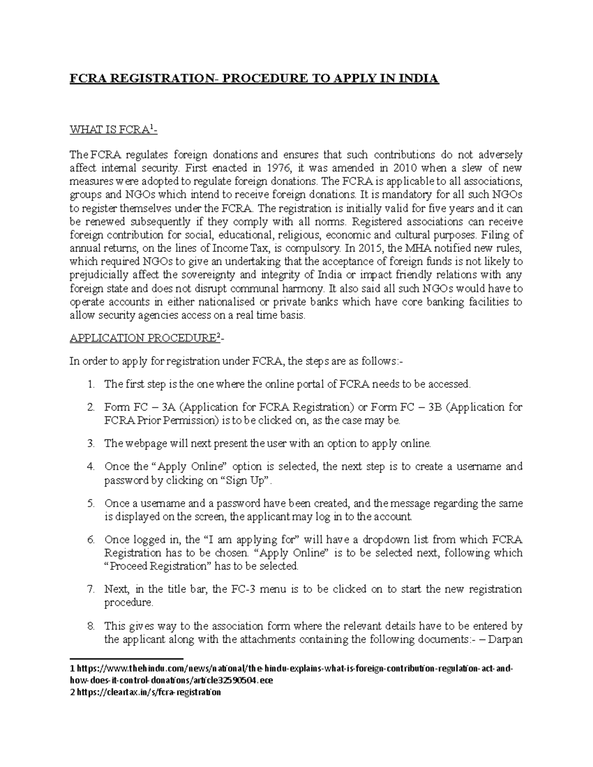 FCRA Registration Process( Assignment 10) - FCRA REGISTRATION ...