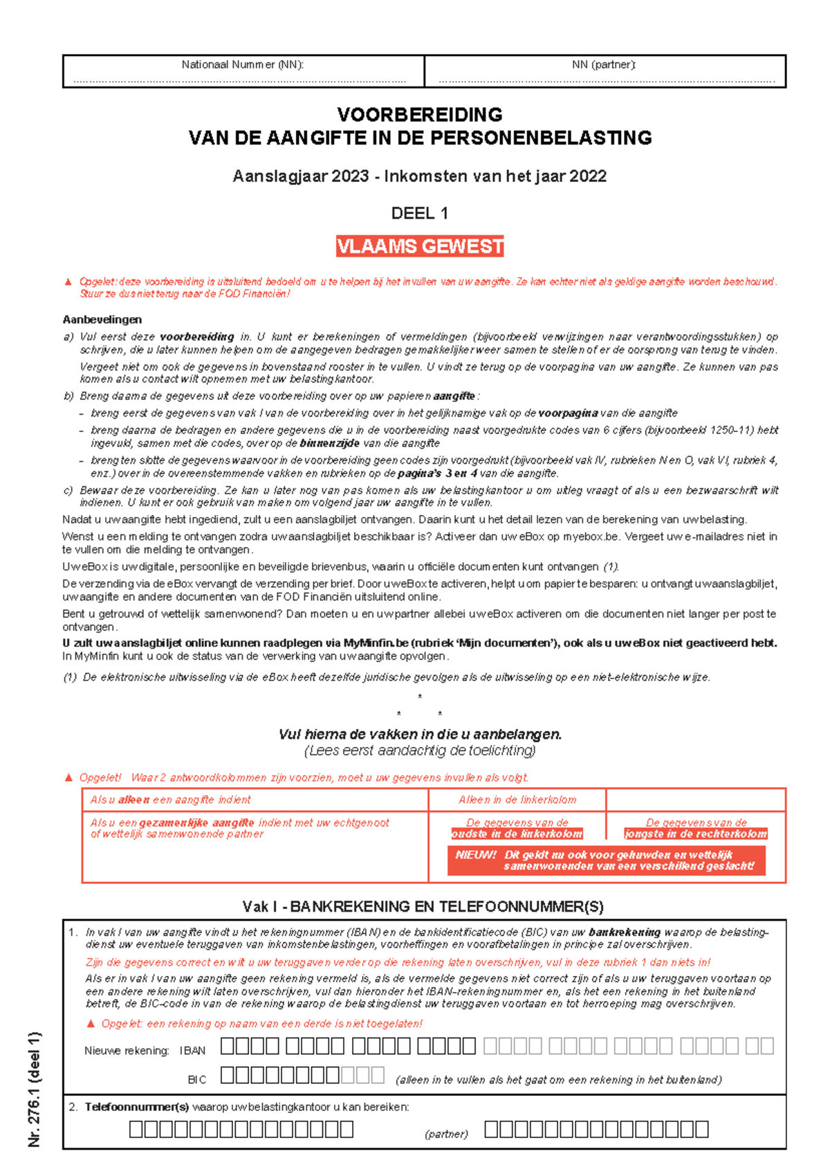 Voorbereiding van de aangifte pb - deel 1 Vlaams Gewest - Nationaal ...