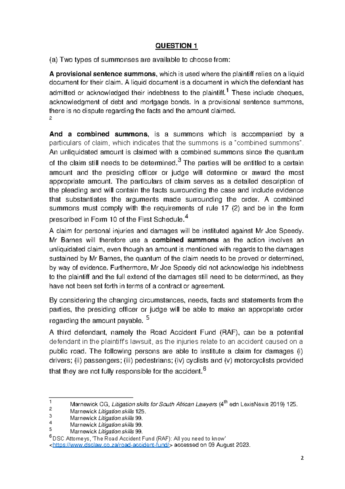 TLI4801 Examination October 2023 (96 %) - QUESTION 1 (a) Two types of ...