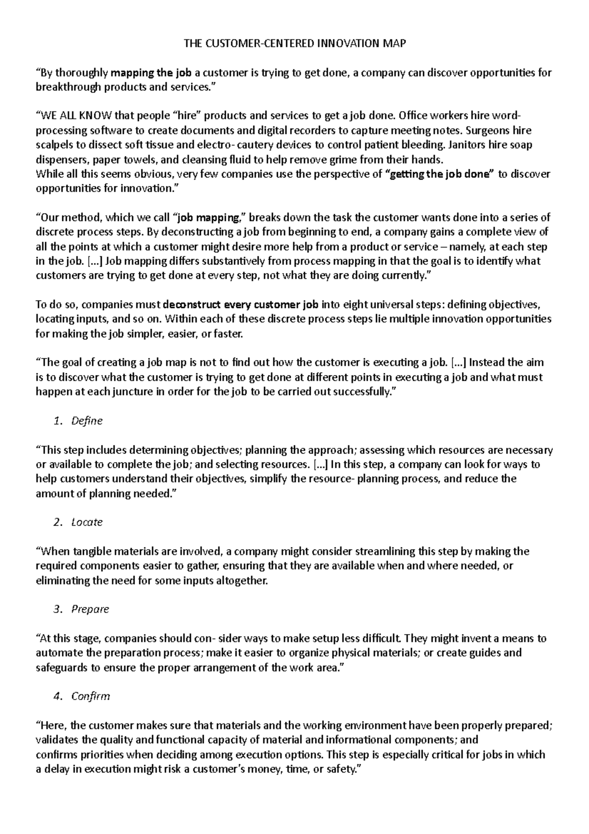THE Customer - THE CUSTOMER-CENTERED INNOVATION MAP “By thoroughly ...