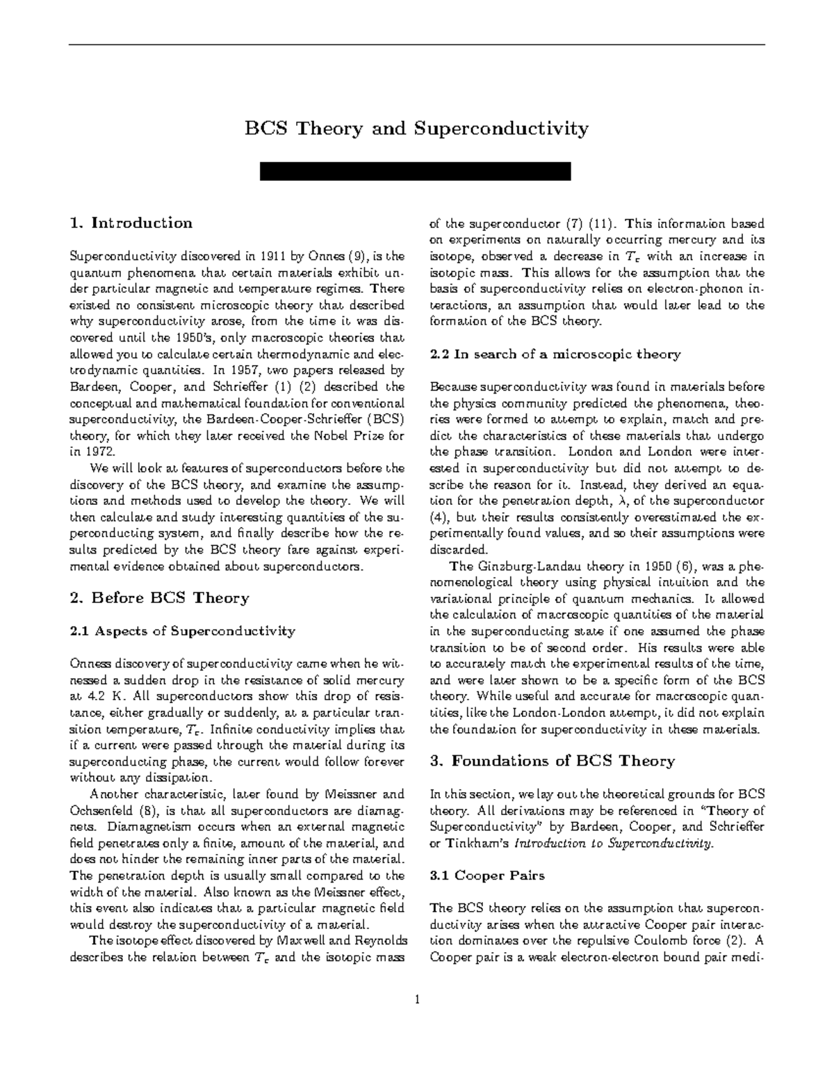Sample 2 - Hshsbsnsjsj - BCS Theory and Superconductivity 1 ...