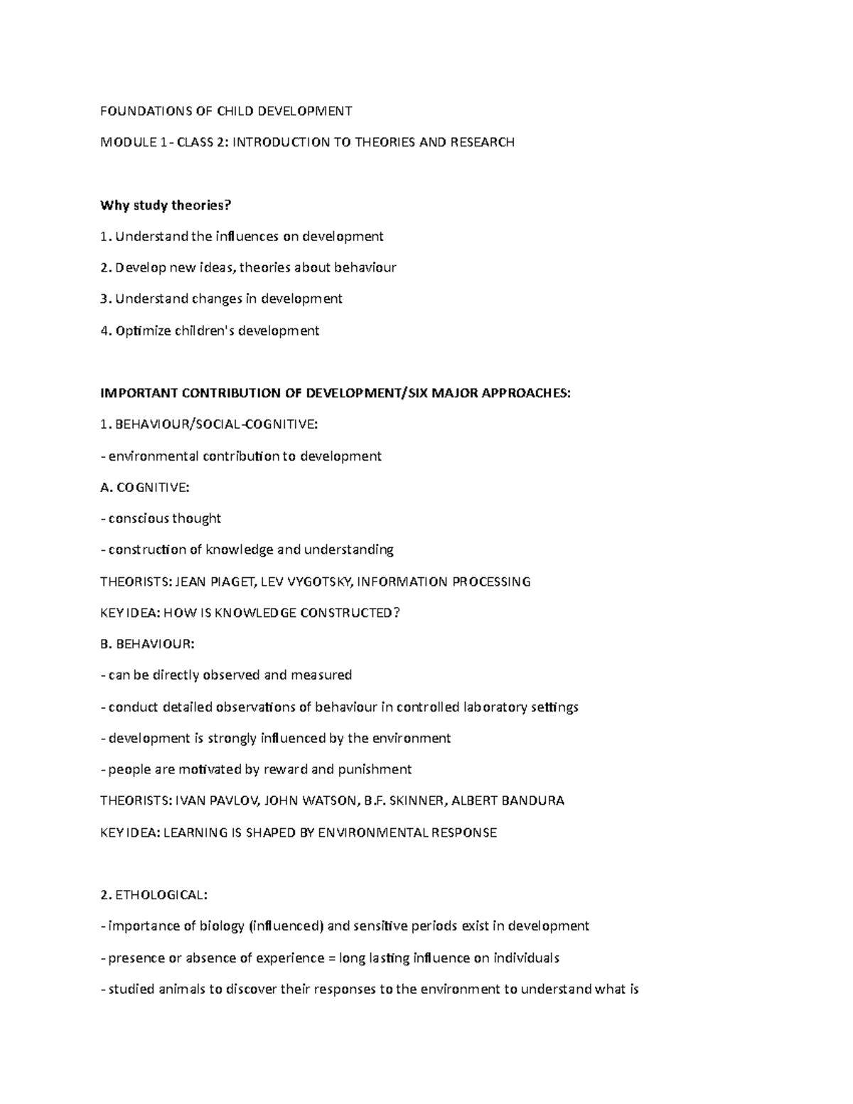 Module 1.2 - Lecture notes Class 2 - FOUNDATIONS OF CHILD DEVELOPMENT ...