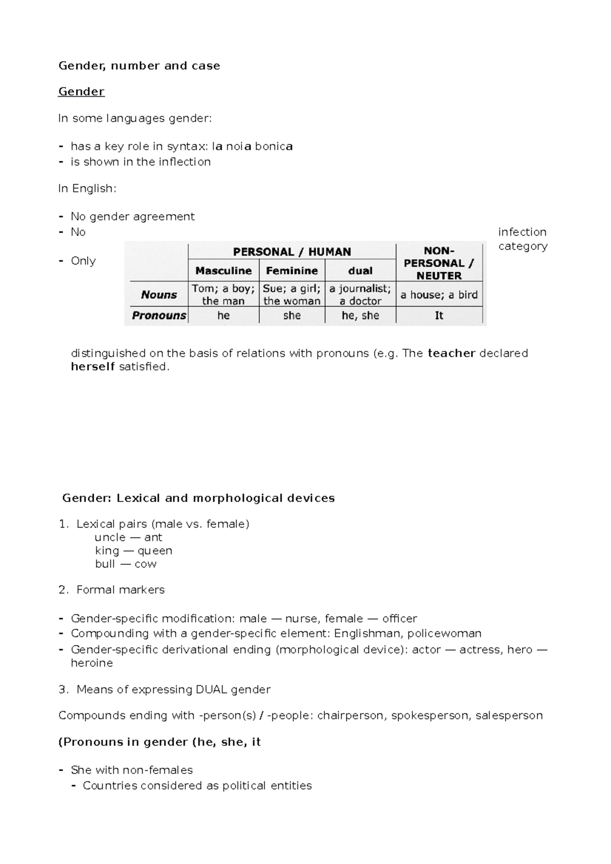 Gender, number and case - Gender, number and case Gender In some ...