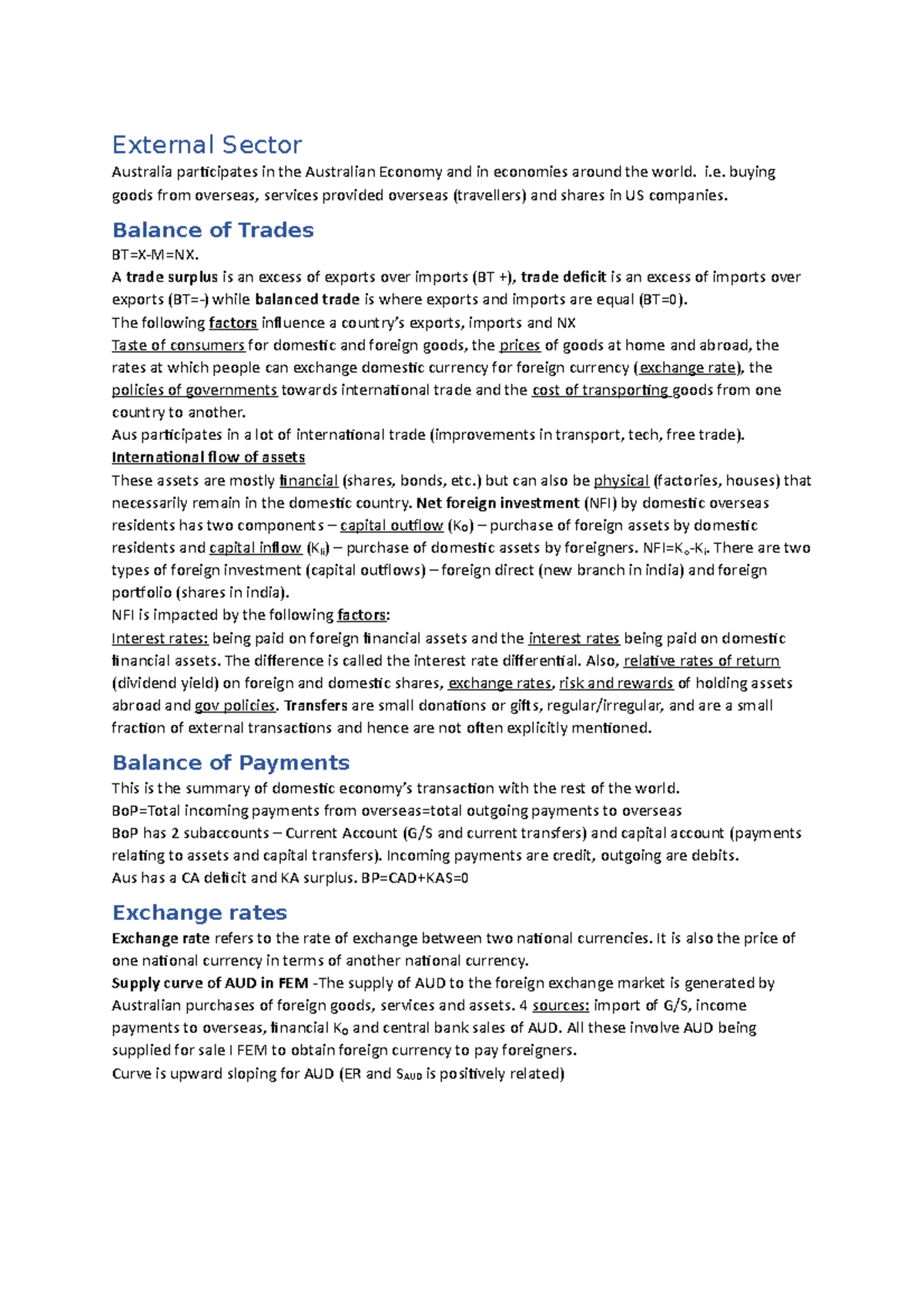 External sector - External Sector Australia participates in the ...