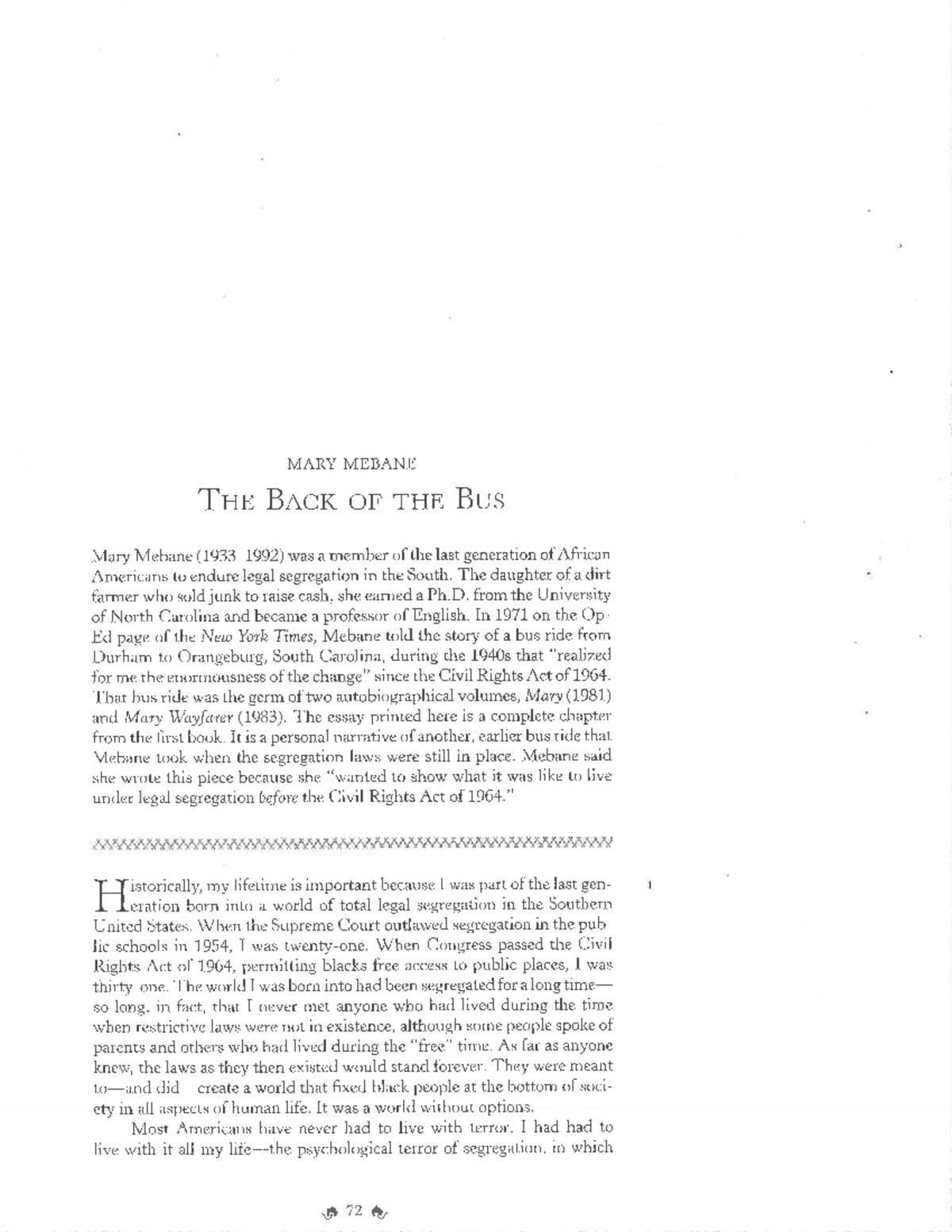 The Back of the Bus-Mebane - Studocu