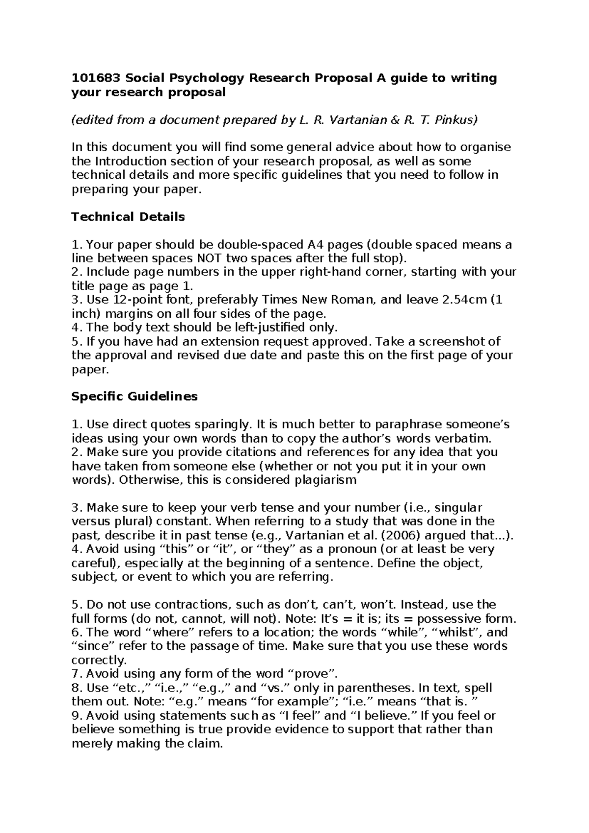 101683 Social Psychology Research Proposal A guide to writing your ...