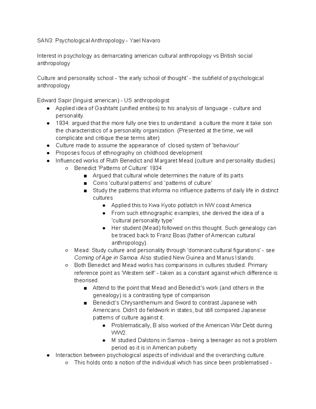 SAN3 Psychological Anthropology - Yael Navaro - SAN3: Psychological ...