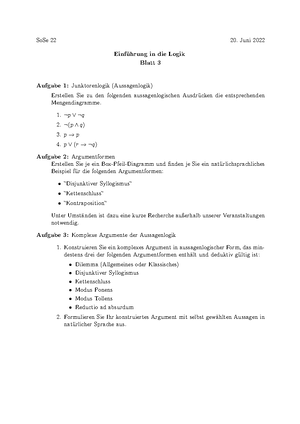 Blatt 5 - Logik - Einführung in die Logik - SoSe 22 4. Juli 2022 ...