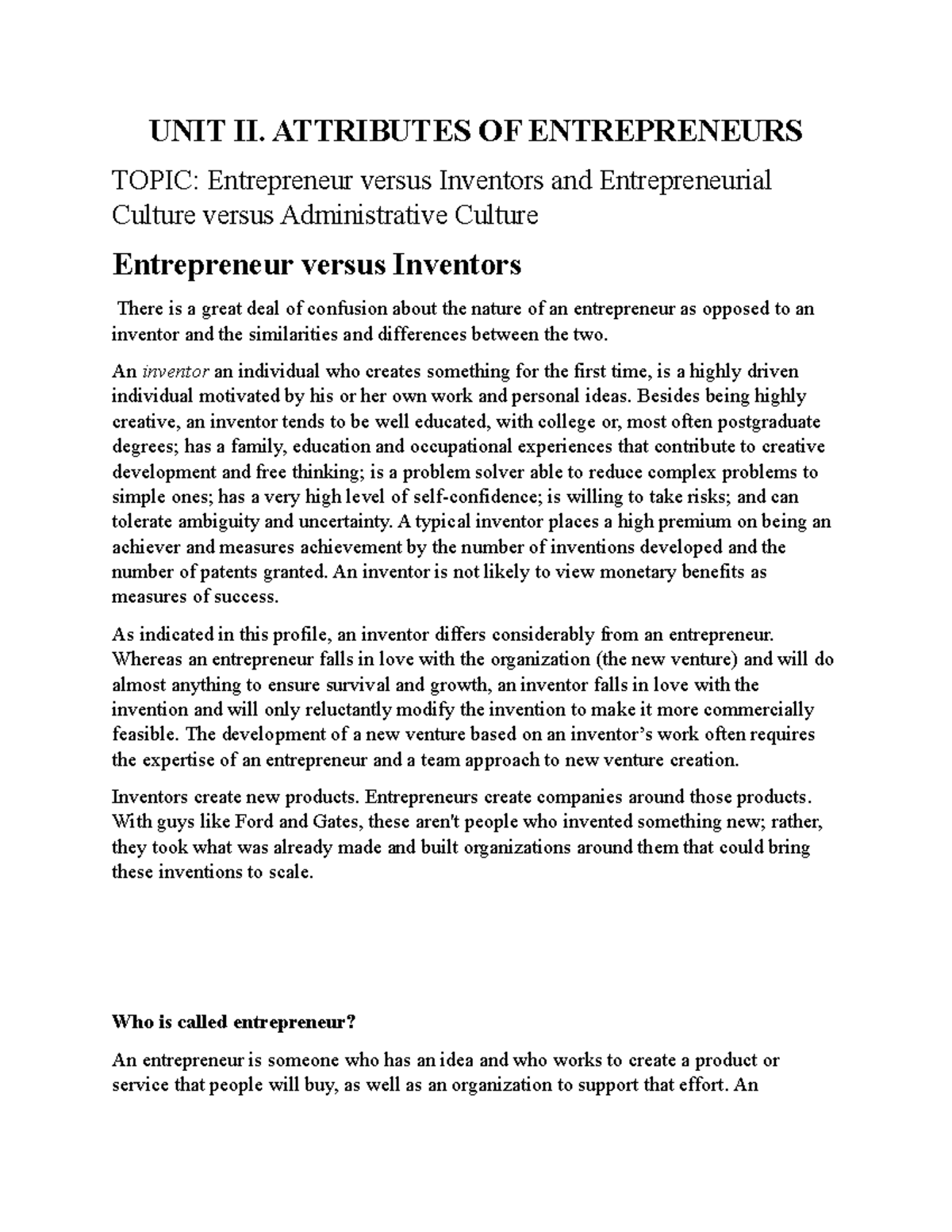 GEE 3-Entrepreneur versus Inventors and Entrepreneurial Culture versus ...