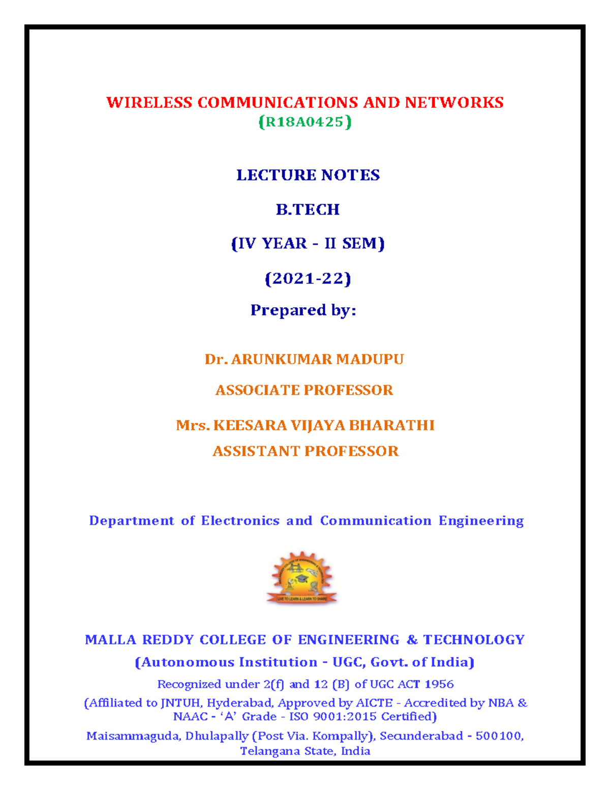 Wireless Communications And Networks Wireless Communications And