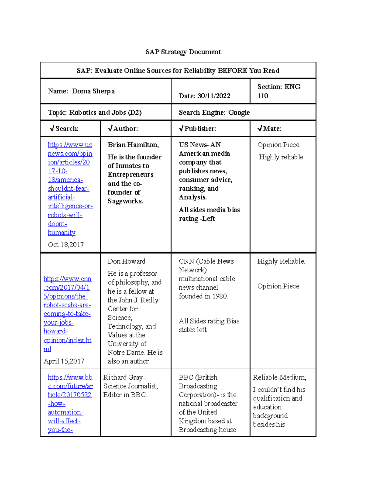 SAP Week 14 - Assignment for English week 14 - SAP Strategy Document SAP: Evaluate Online ...