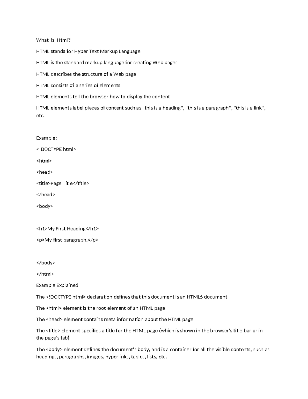 Html Html What Is Html Html Stands For Hyper Text Markup Language