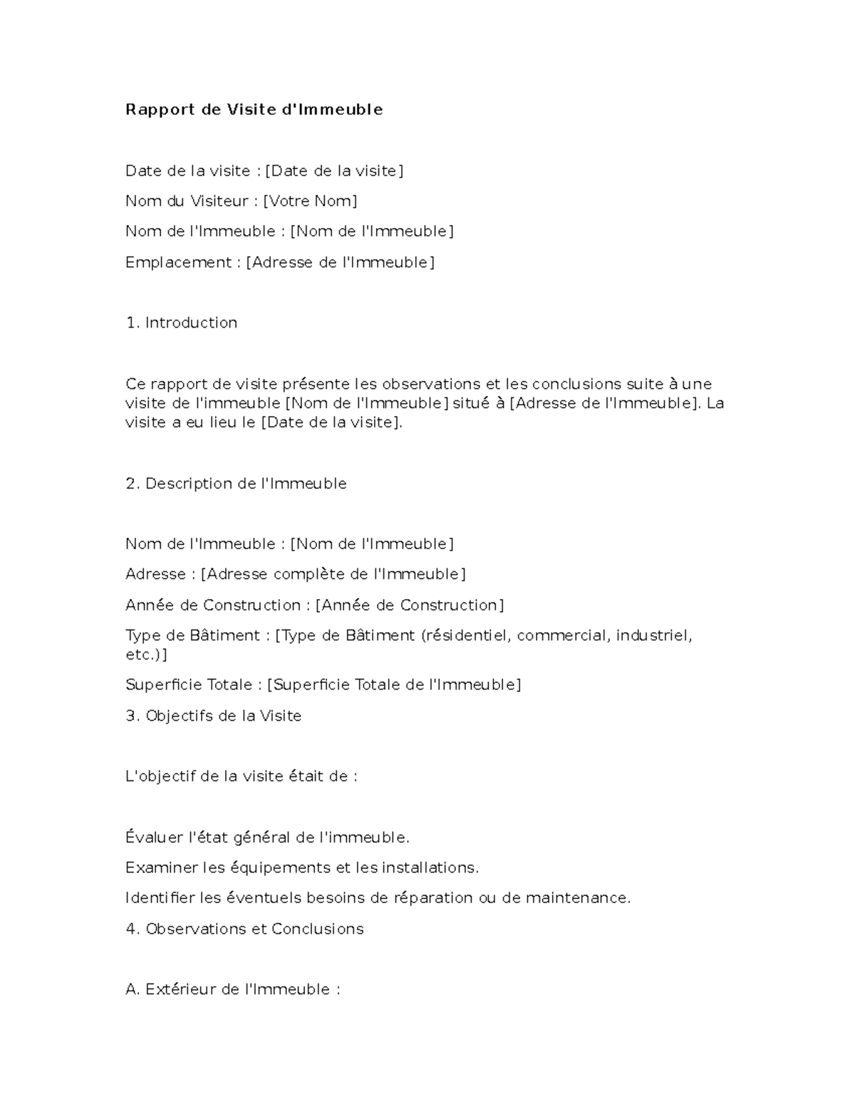 Travail de session - Modèle de rapporte de visite - Rapport de Visite d ...