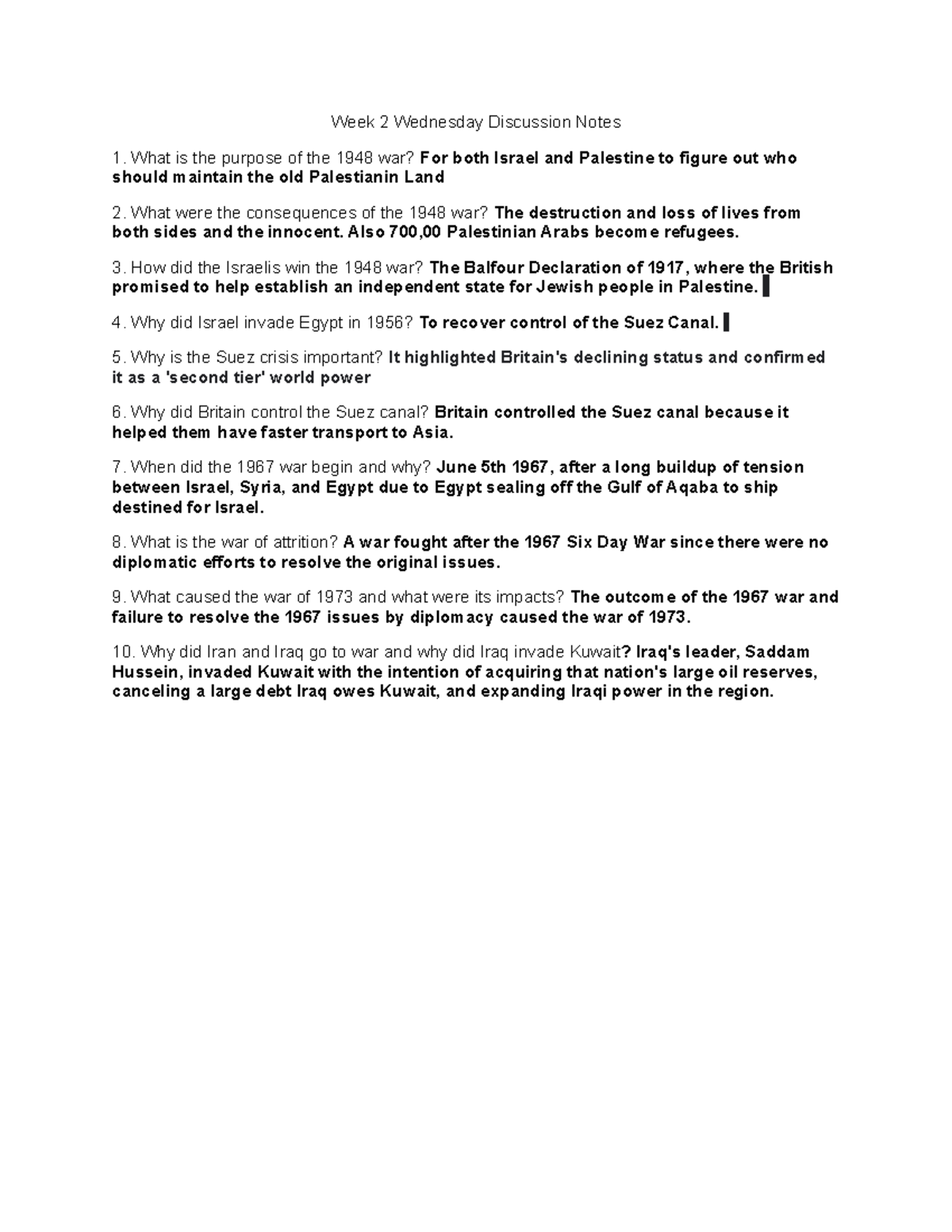 Week 2 Wednesday Discussion Notes Week 2 Wednesday Discussion Notes