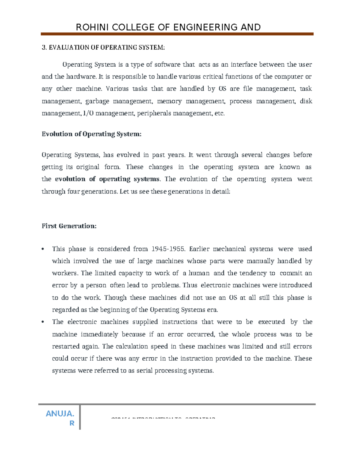 2 Evaluation OF OS - notes - ROHINI COLLEGE OF ENGINEERING AND ...