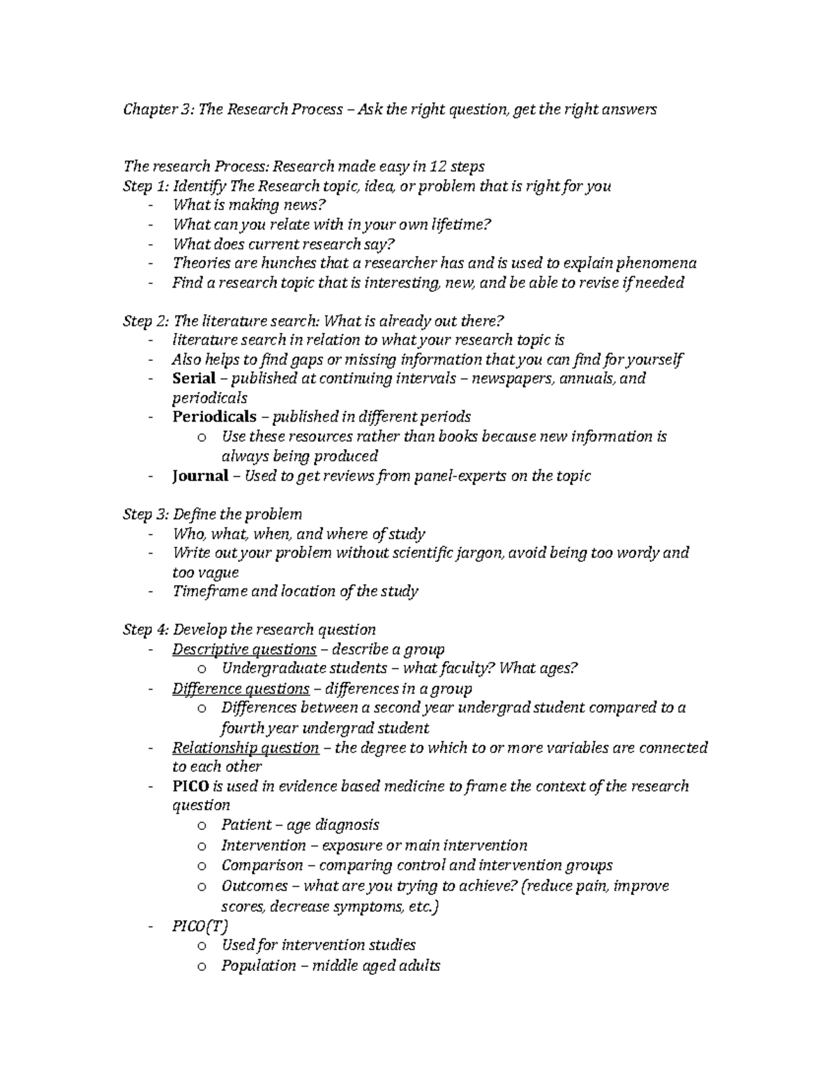 Ch. 3 The research process - Chapter 3: The Research Process – Ask the ...