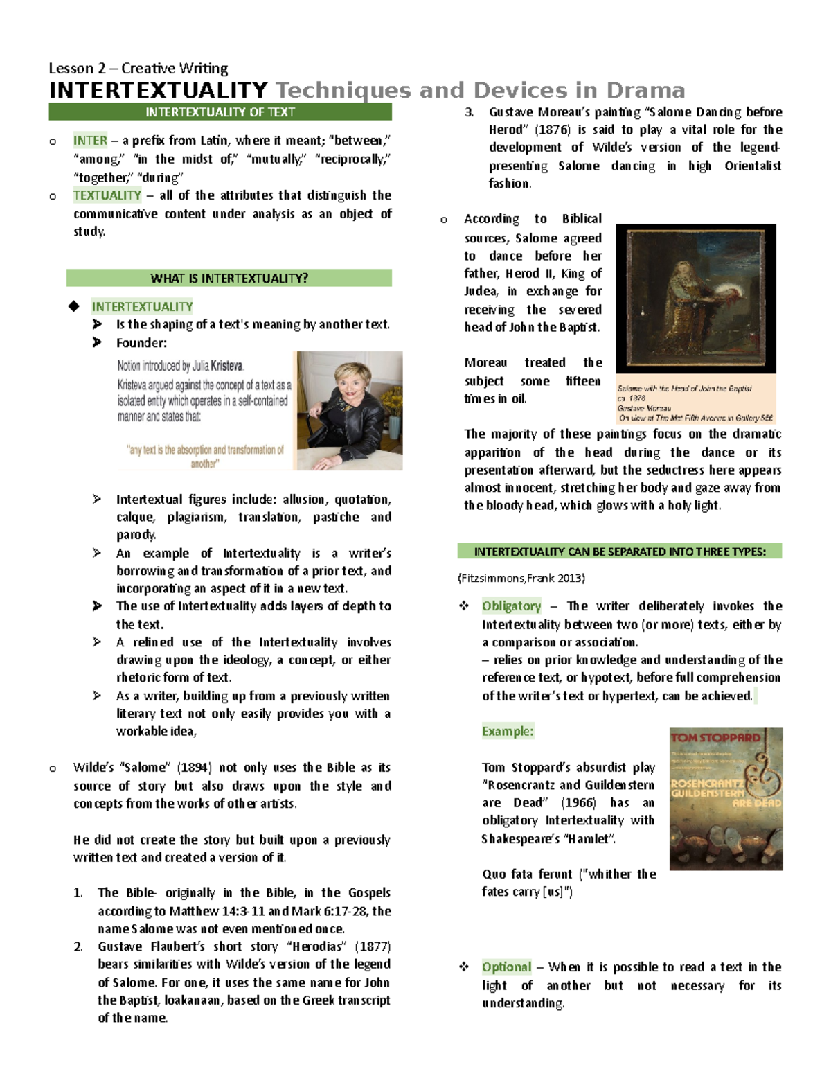 CW Q2W2 - SDSDG - Lesson 2 – Creative Writing INTERTEXTUALITY ...