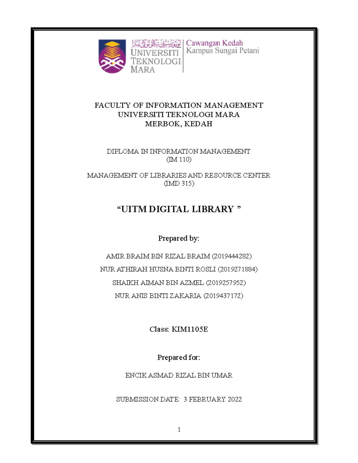 UITM Digital Library - LECTURE NOTES - FACULTY OF INFORMATION ...