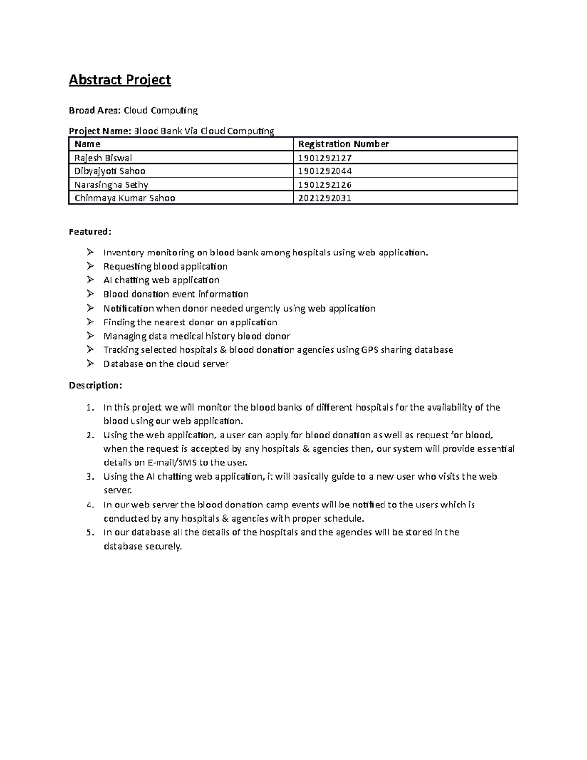 Abstract Project-1 - Abstract Project Broad Area: Cloud Computing ...