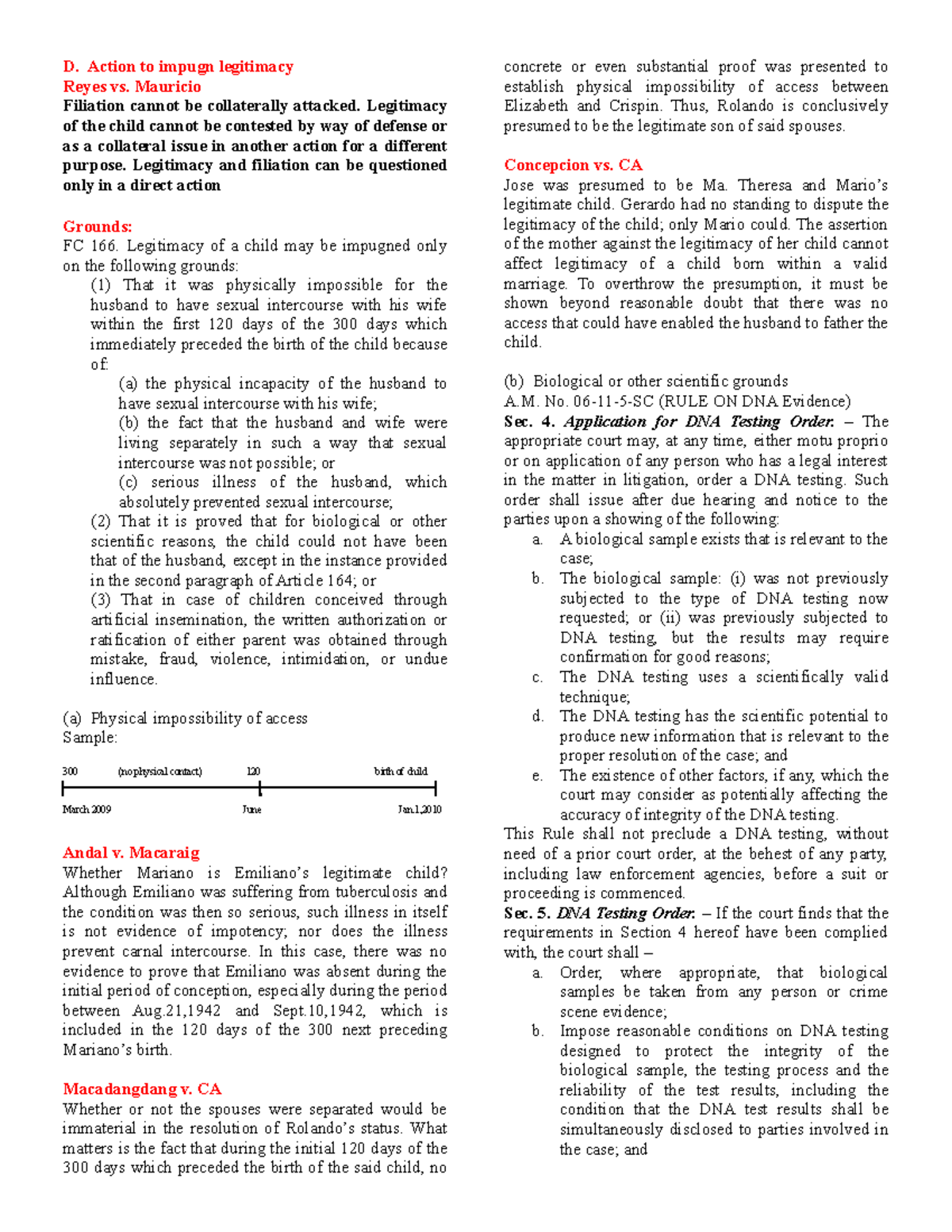 Action To Impugn Legitimacy D Action To Impugn Legitimacy Reyes Vs