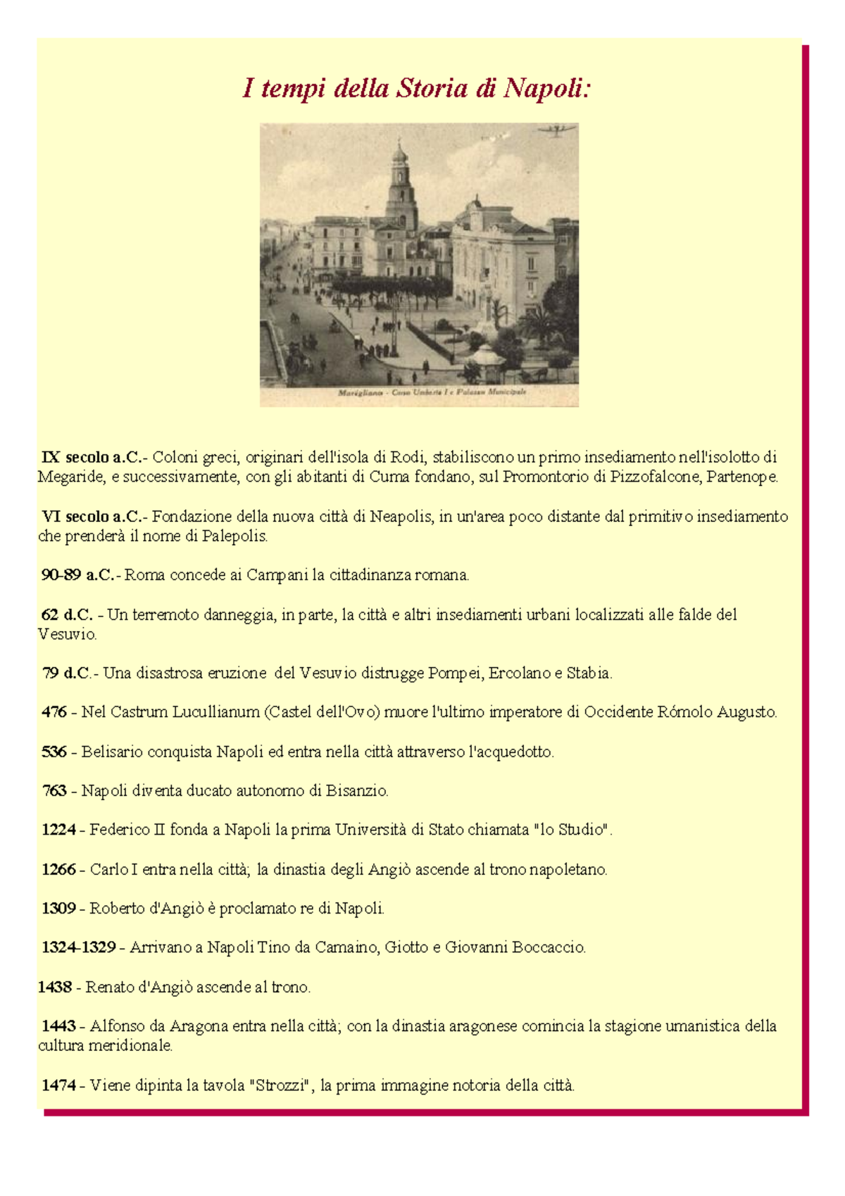 I tempi della storia di napoli - I tempi della Storia di Napoli: IX ...