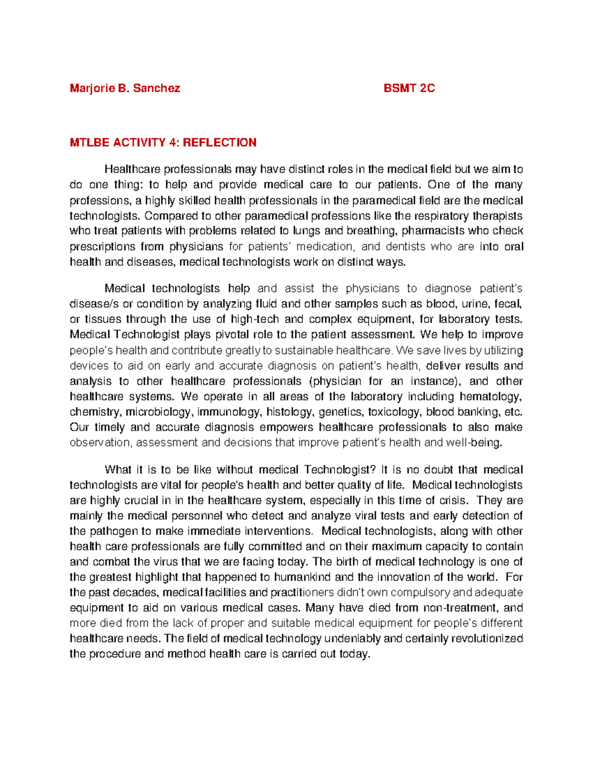 Mtlbe Activity 4 - 2nd Year College - Marjorie B. Sanchez BSMT 2C MTLBE ...