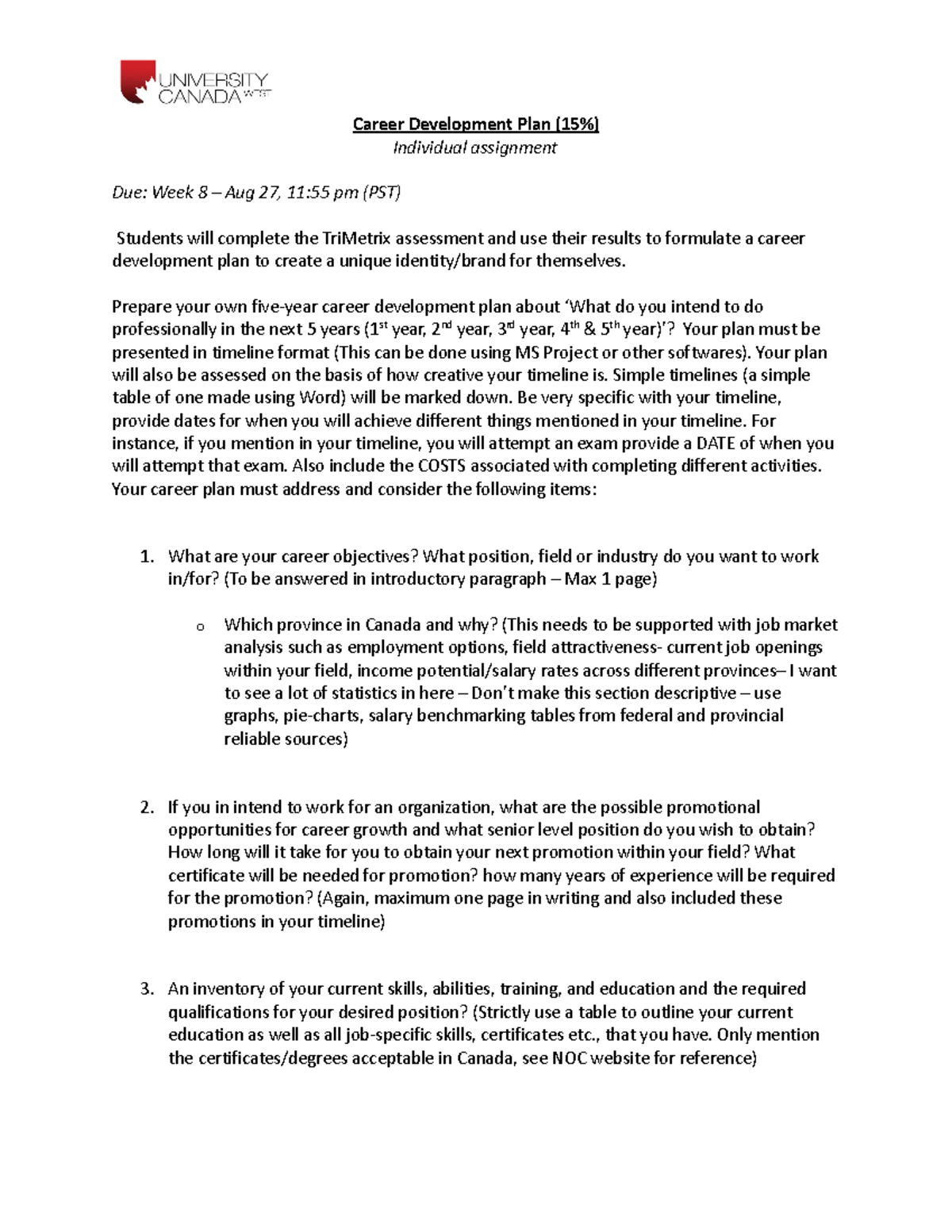 Career Development Plan - Prepare your own five-year career development ...
