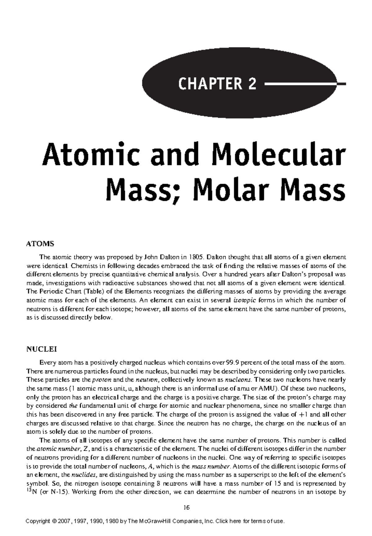 Applied Chemistry 2 - Atomic and Molecular Mass; Molar Mass - CHAPTER 2 ...
