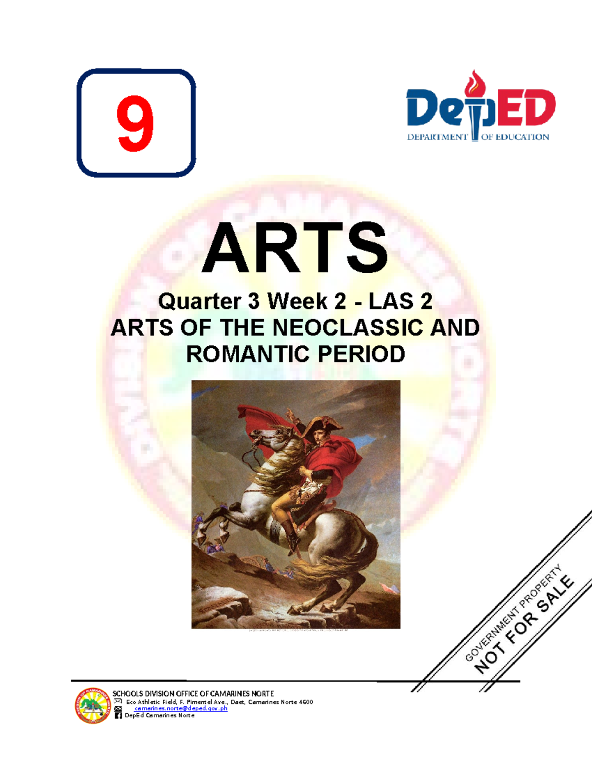 ARTS 9 Q3 LAS WEEK 2 - Learning activity module. - ARTS Quarter 3 Week ...