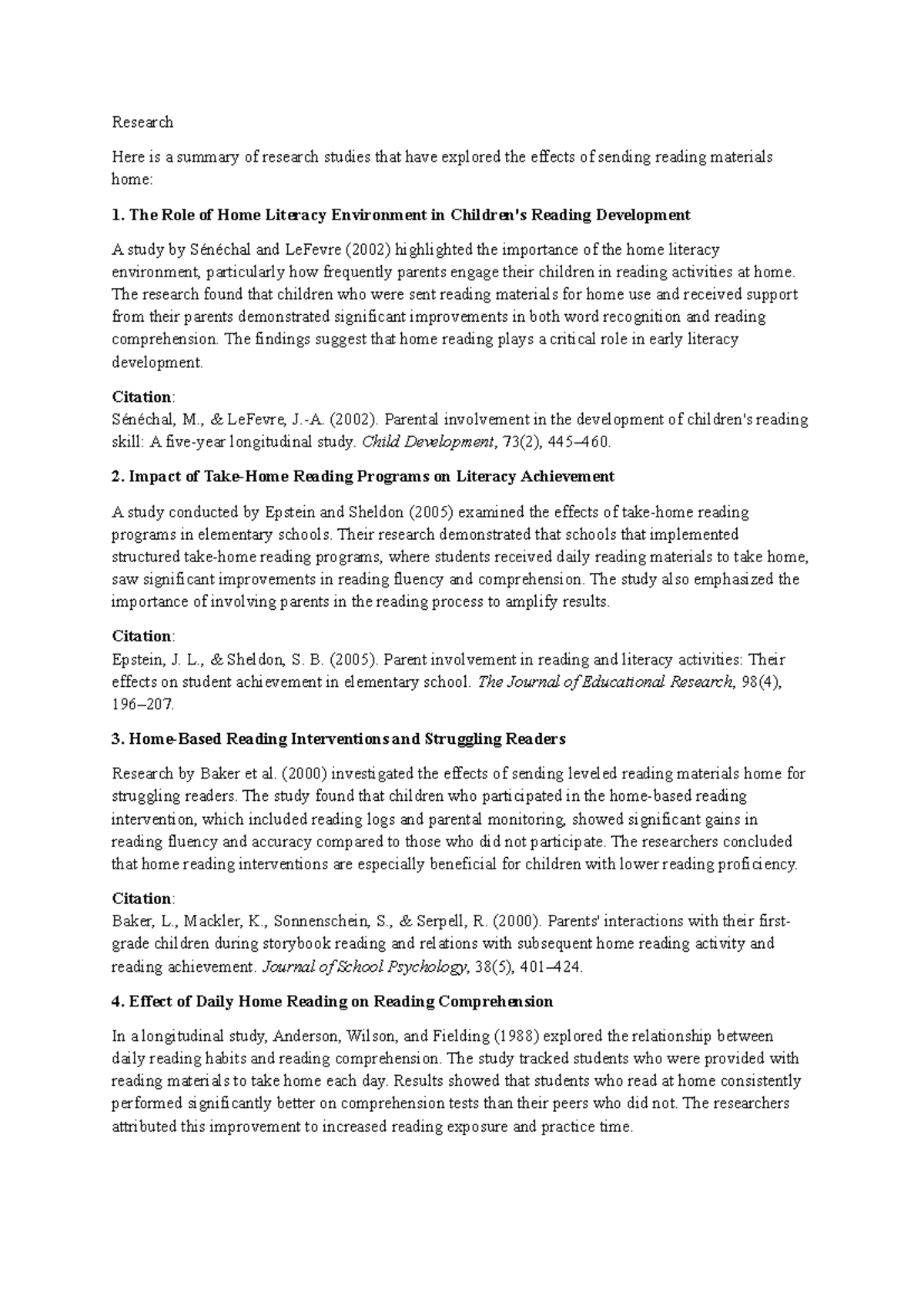 Home based research - Research Here is a summary of research studies ...
