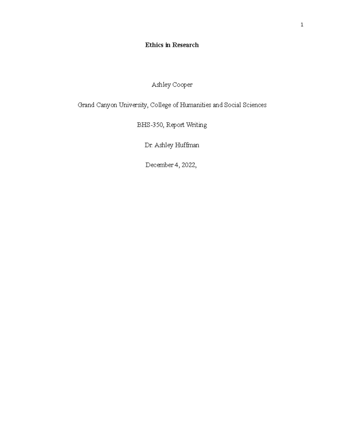 Ethics In Research - Ethics in Research Ashley Cooper Grand Canyon ...