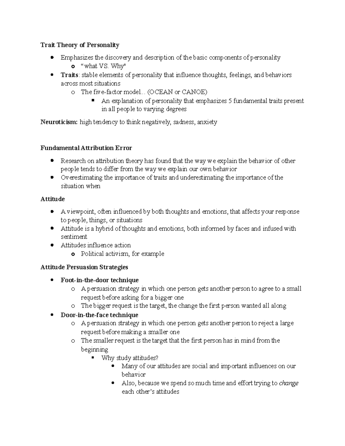 Document 21 - PSYC 111-005 - Trait Theory of Personality Emphasizes the ...