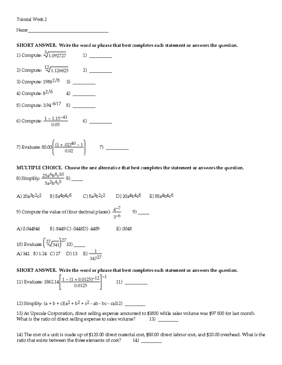Tutorial Week2 yayyyy u wil be happy to succeed - Tutorial Week 2 - Studocu