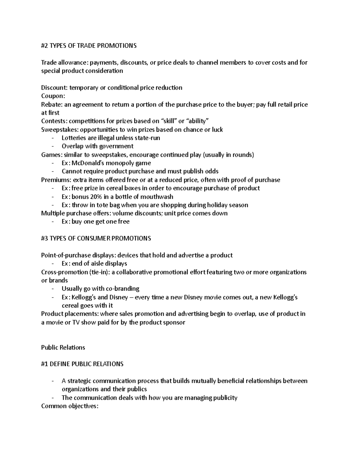 Lecture Notes Unit 1 - #2 TYPES OF TRADE PROMOTIONS Trade allowance ...