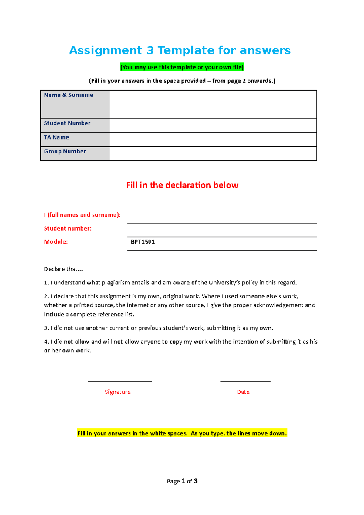 Sem 2 Assignment 3 template - Assignment 3 Template for answers (You ...