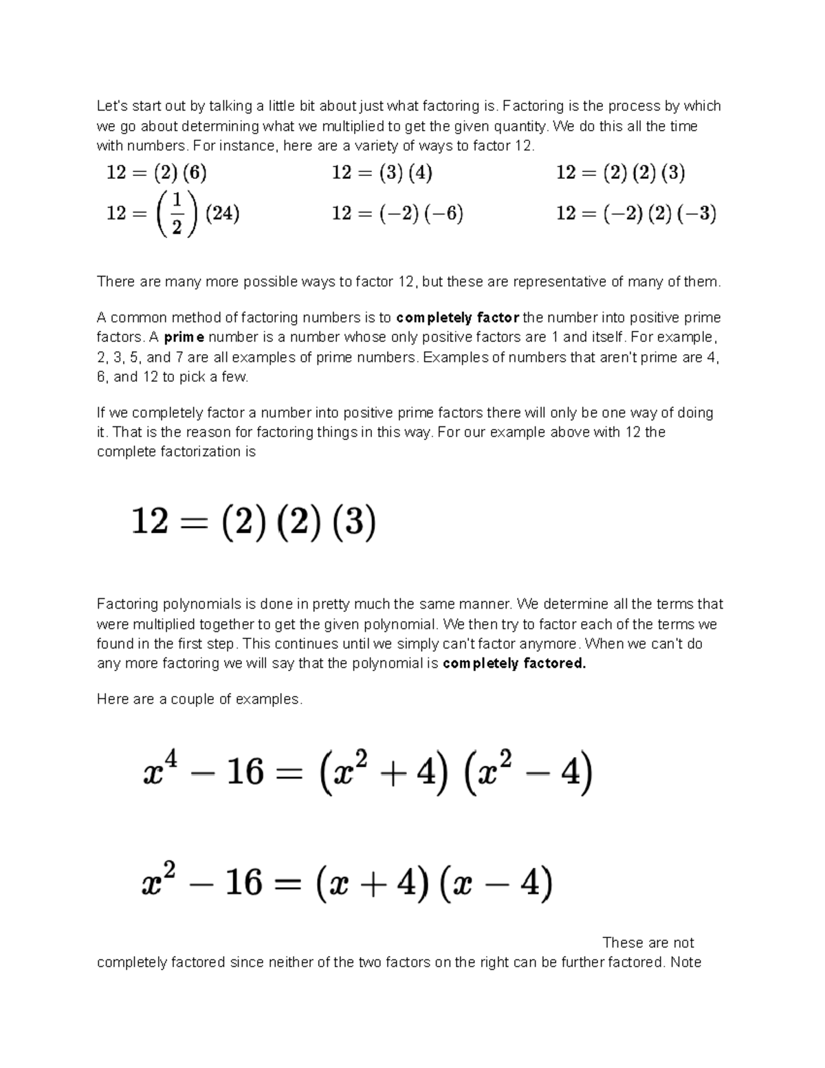 Factoring - Google Docs - Let’s start out by talking a little bit about ...