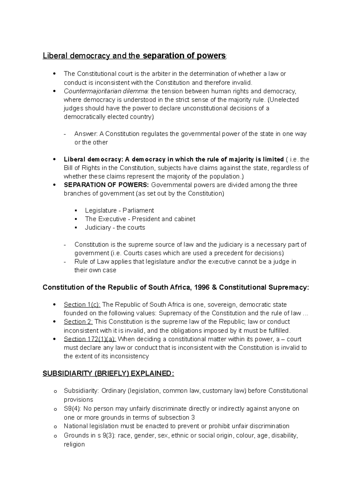 Intros - Liberal democracy and the separation of powers - Liberal ...