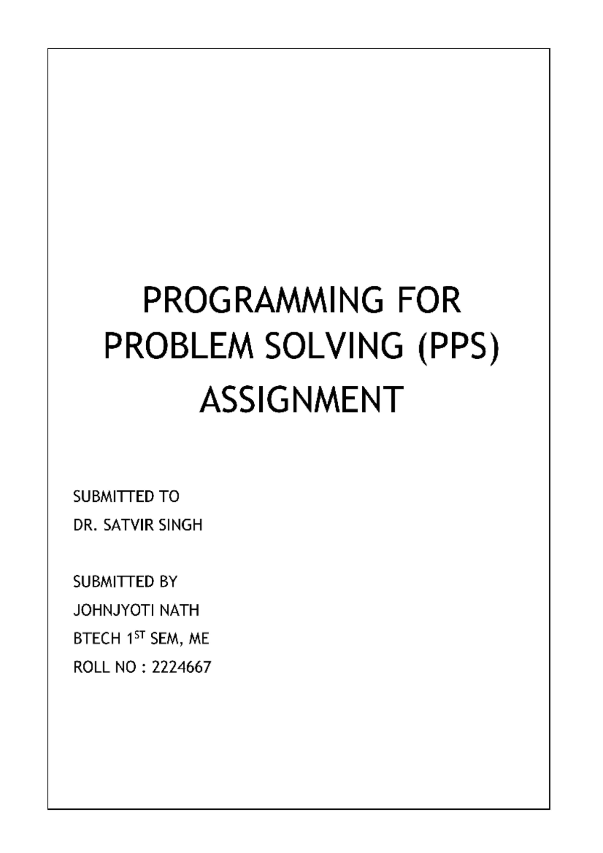 PPS1(1) - B. Tech - Studocu